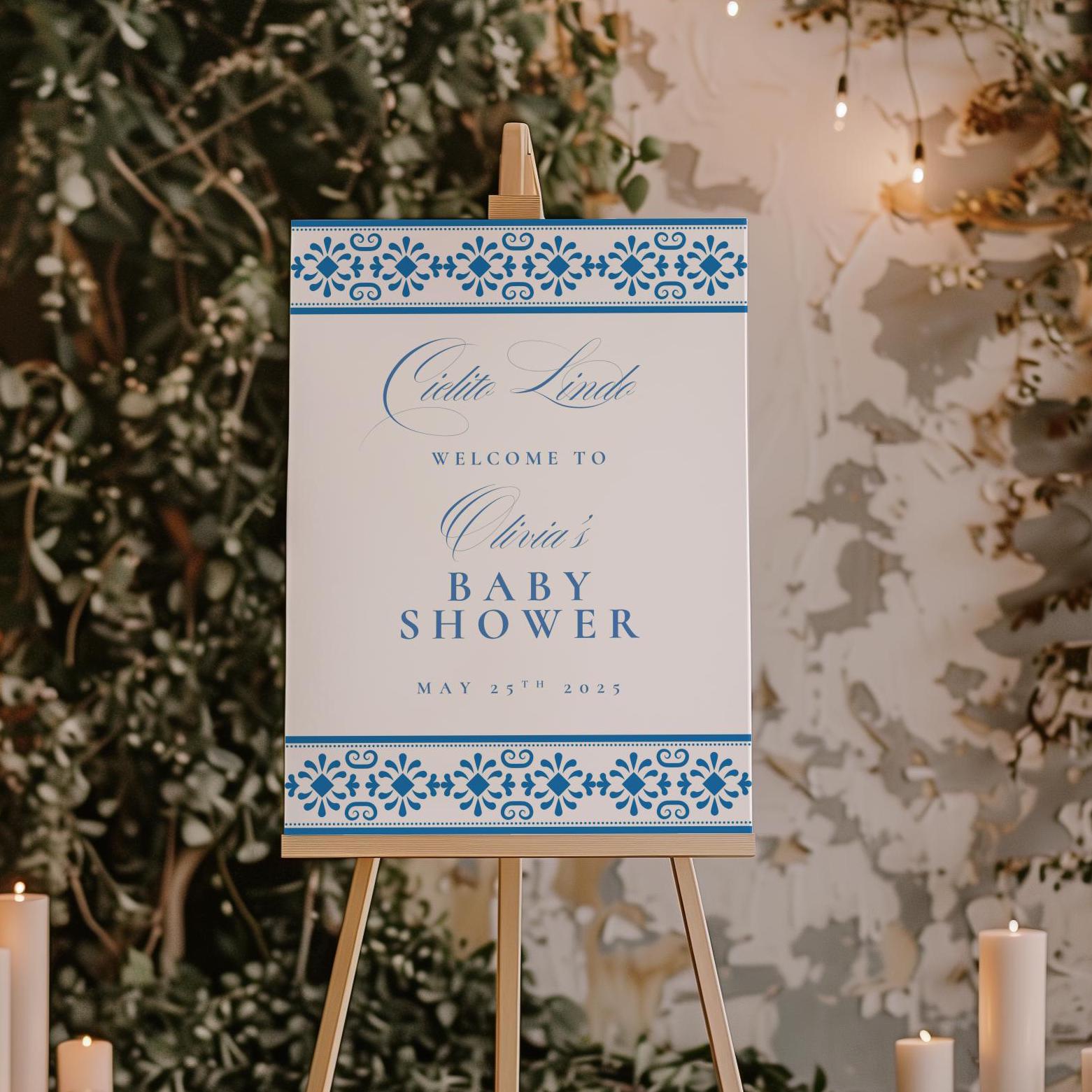 Cielito Lindo Baby Shower Welcome Sign, Talavera Sign, Mexican Talavera ...