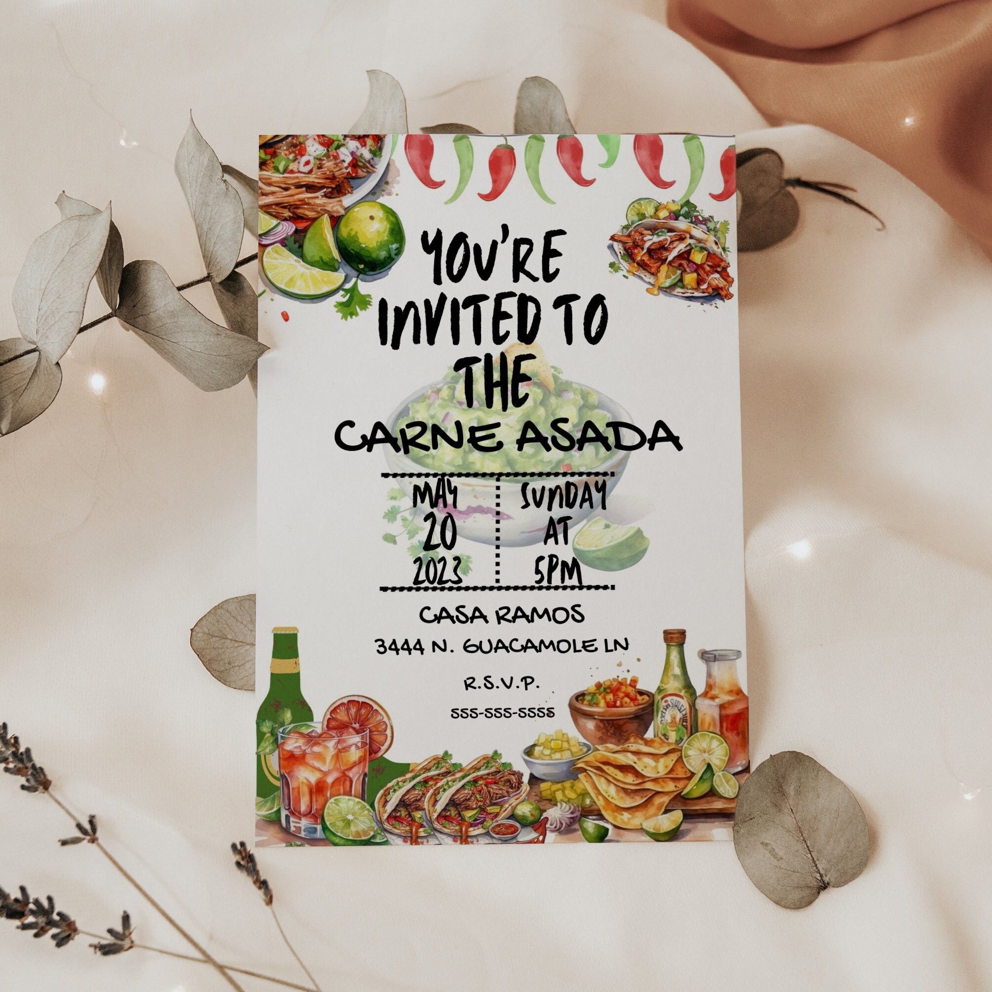 You're Invited to the Carne Asada | Digital Invitation | Editable ...