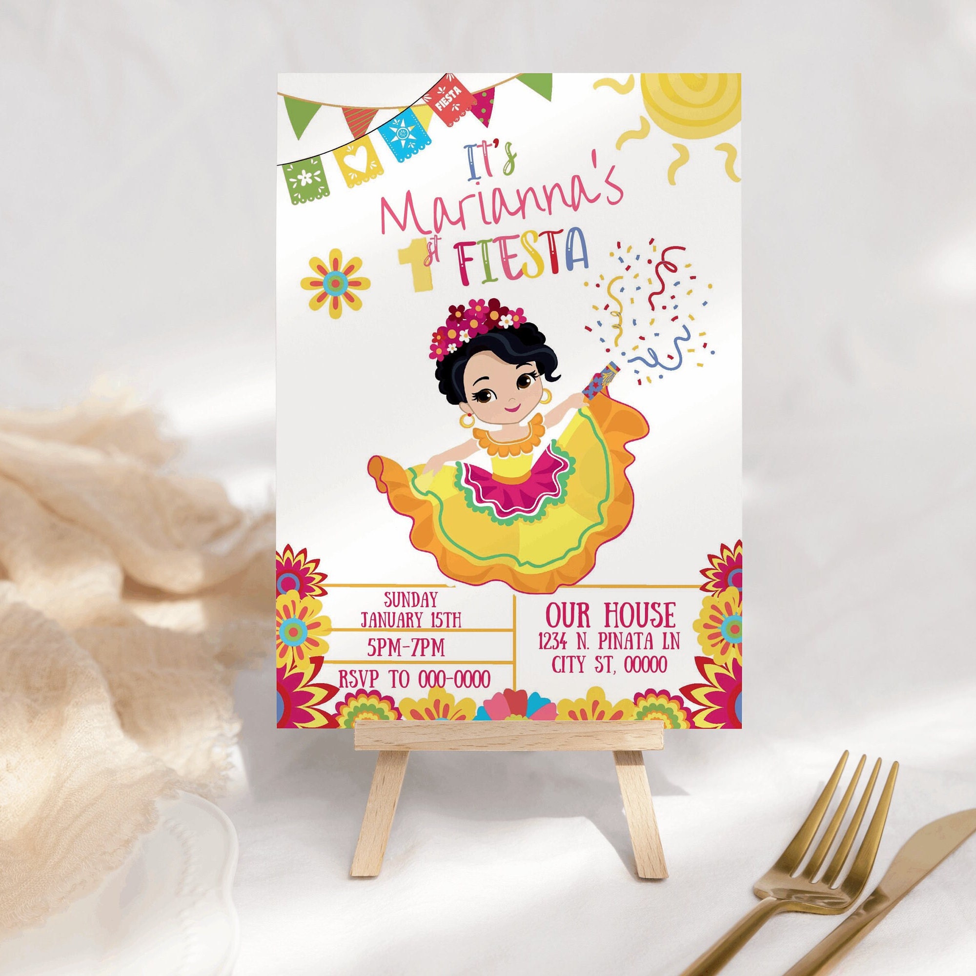 Fiesta Party Invitation 1st Fiesta First Birthday Party Invitation ...