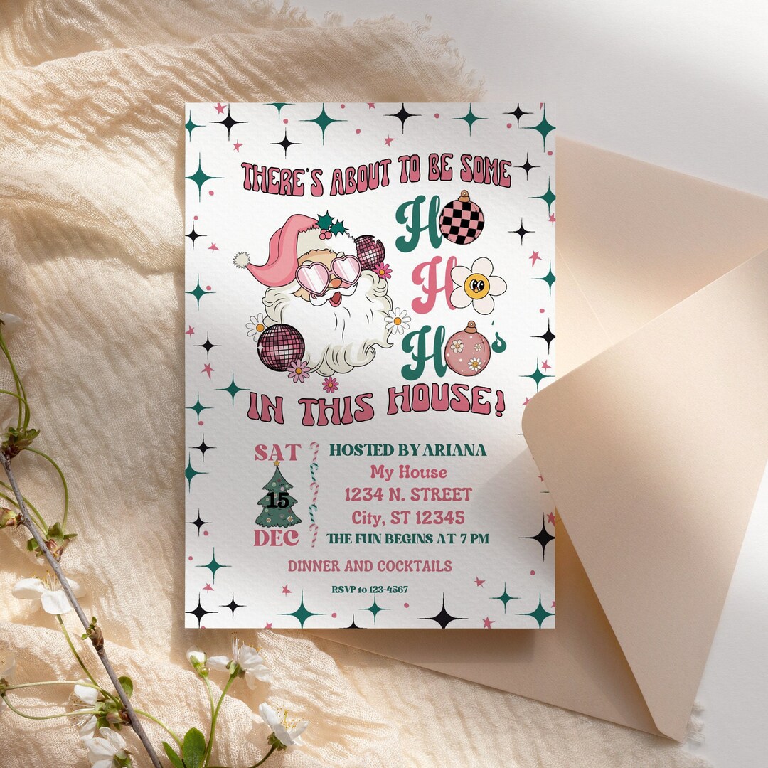 Christmas Party Invite | Ho Ho Ho's in This House | Christmas Cocktail ...