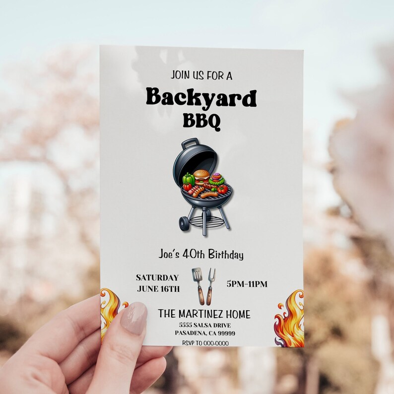 Backyard Barbeque Editable Invitation, Grill and Chill Party Invite ...