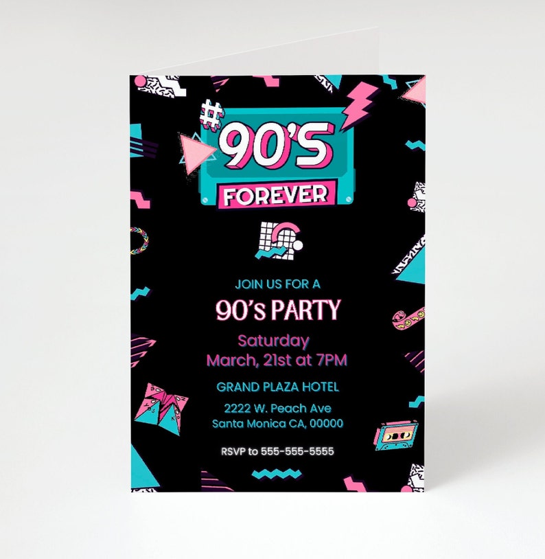90's Party Invitation Retro 90s Invitation Template Instant Download 90 ...