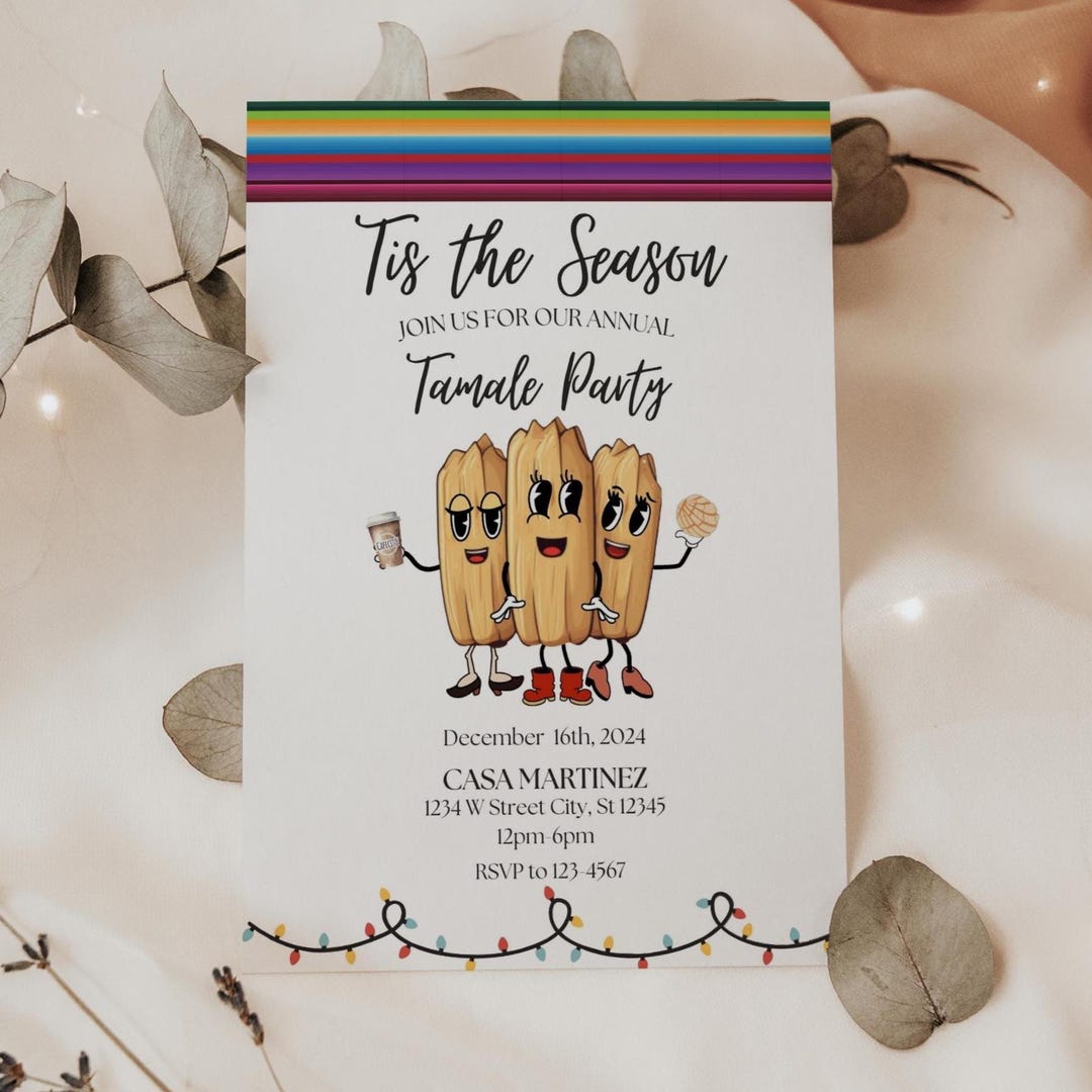 Tamale Party Invitation, Cafecito Conchas, Tamale Making Season Invite ...