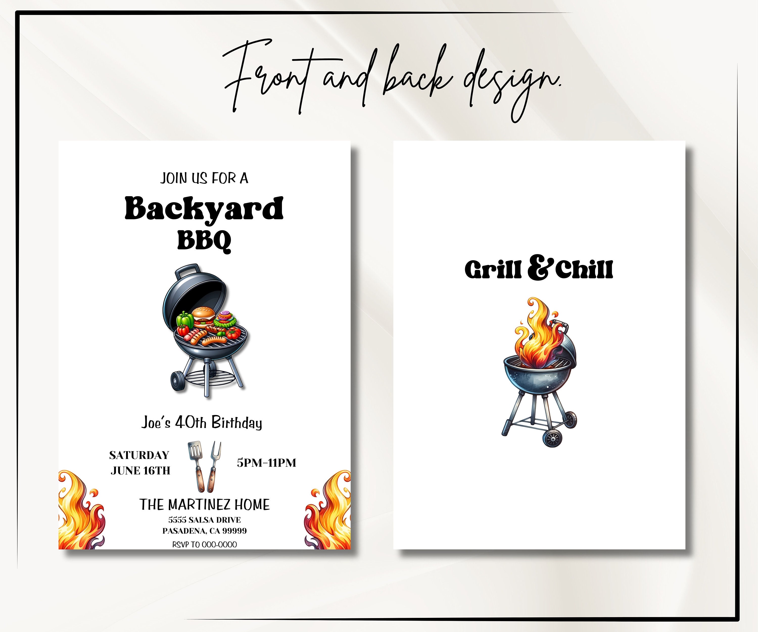 Backyard Barbeque Editable Invitation, Grill and Chill Party Invite ...