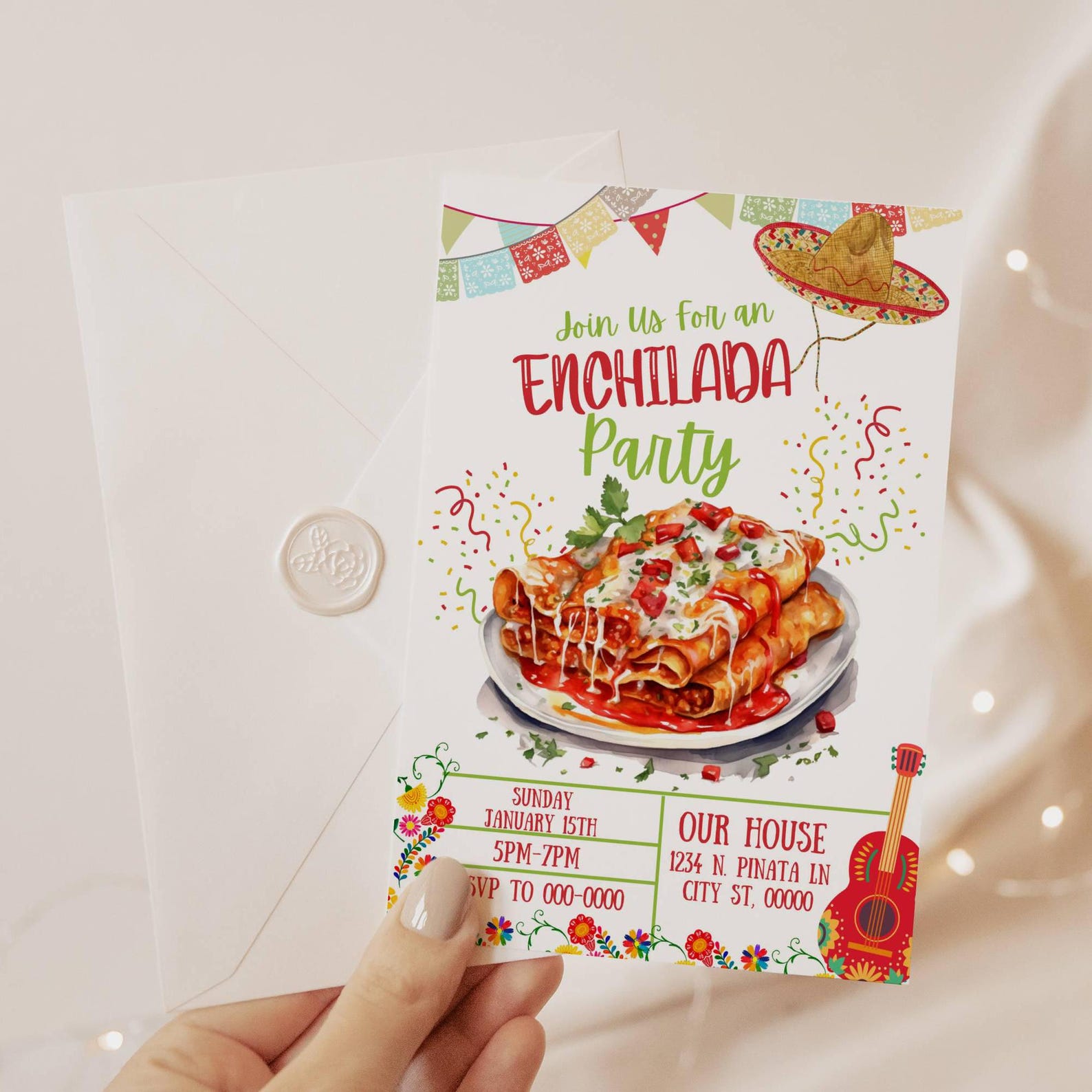 Enchilada Invitation, Fiesta Mexican, Mexican Brunch, Papel Picado ...