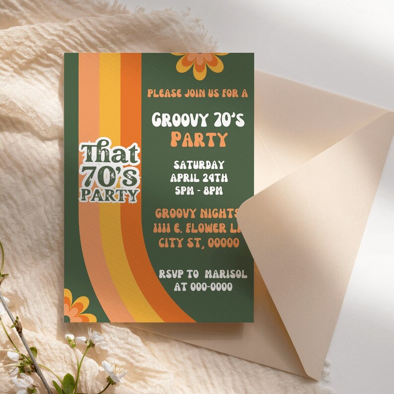 70's Party Invitation Retro Party Invitation Template 70's Party ...