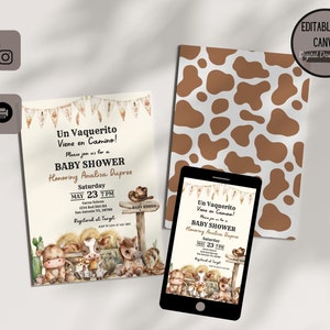 Vaquerito Cowboy Baby Shower, Boy Baby Shower Invitation, Farm Animal ...