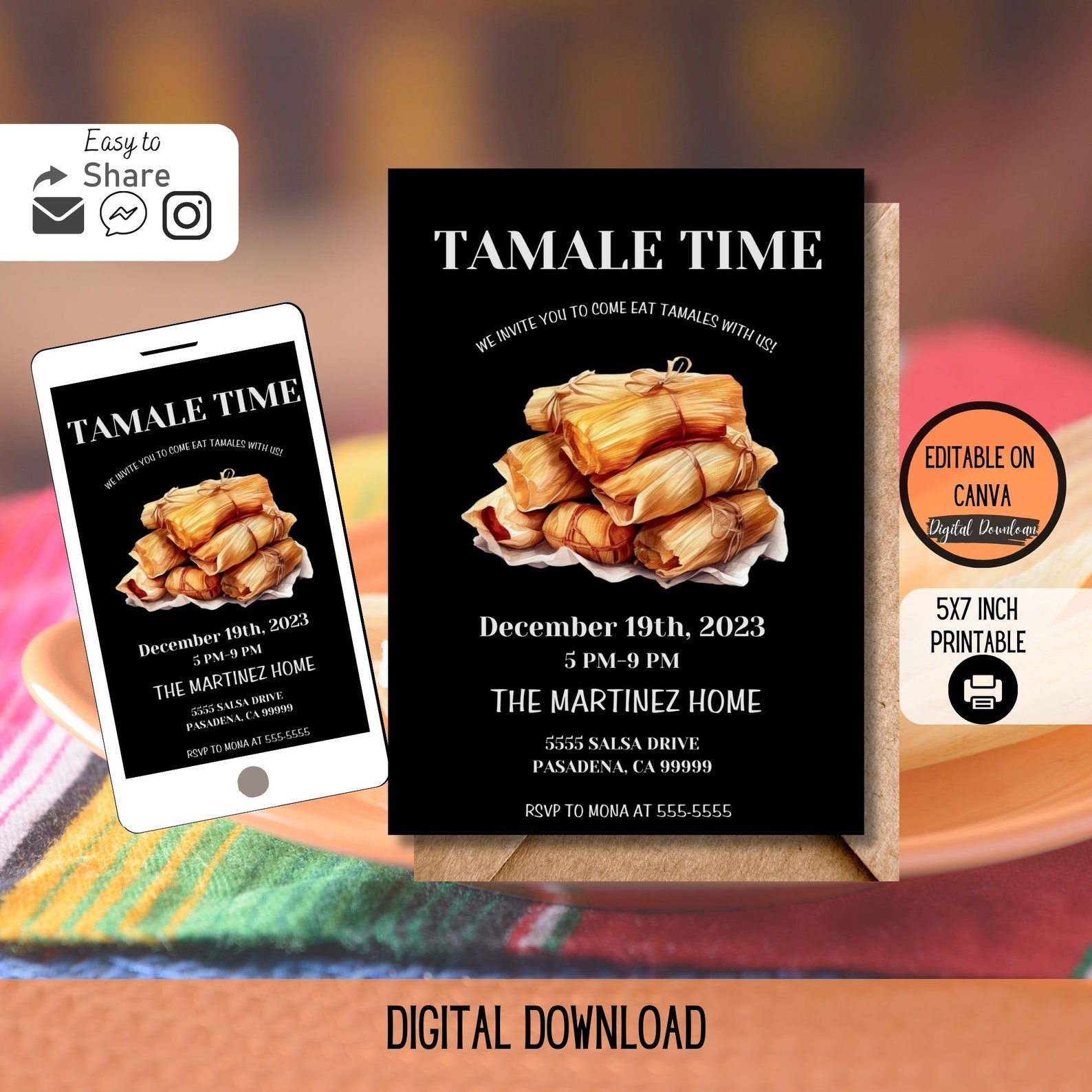 Tamale Time Invitation Winter Gathering Invitation Editable on Canva ...