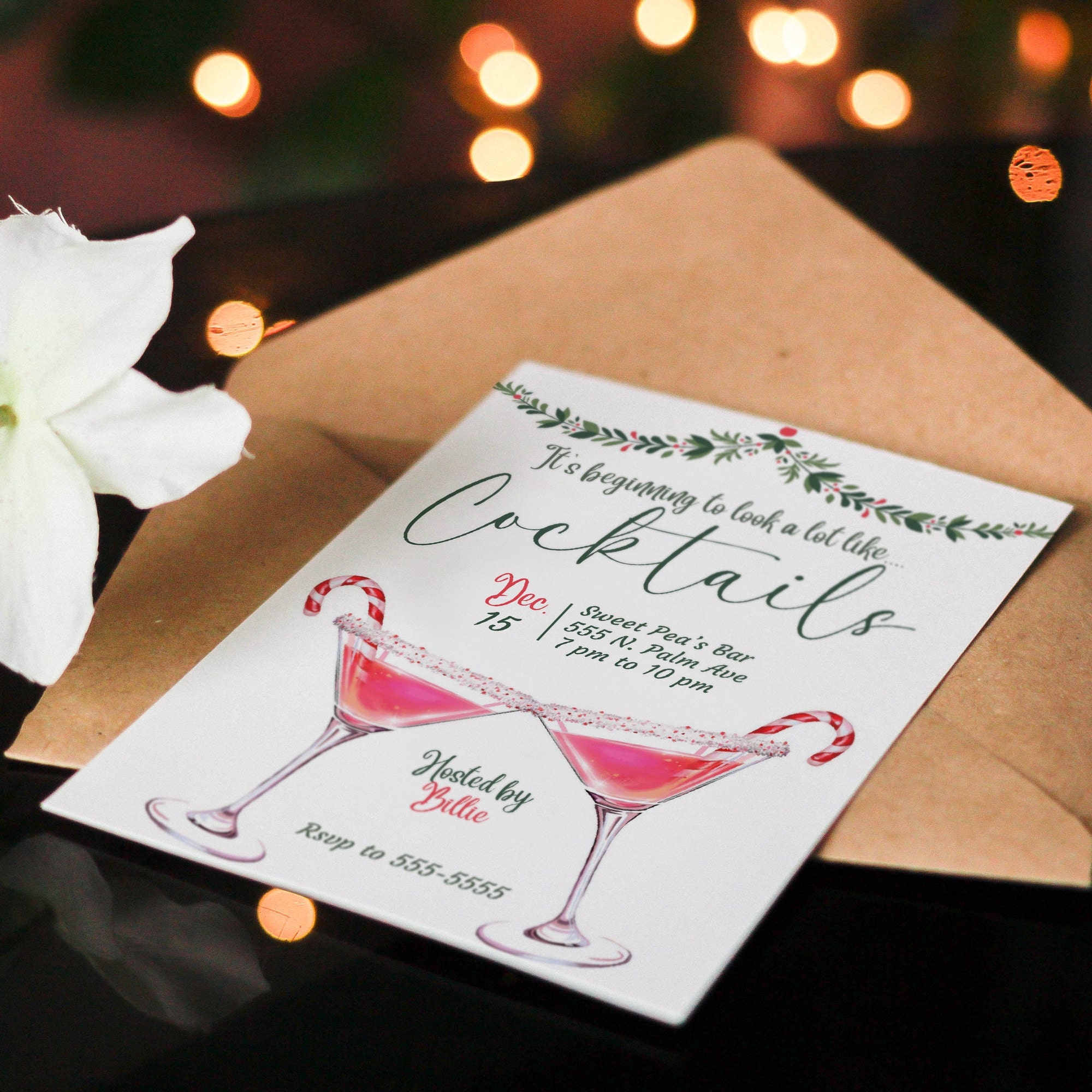 Christmas Cocktail Party Invite | Christmas Cocktails | Candy Cane ...