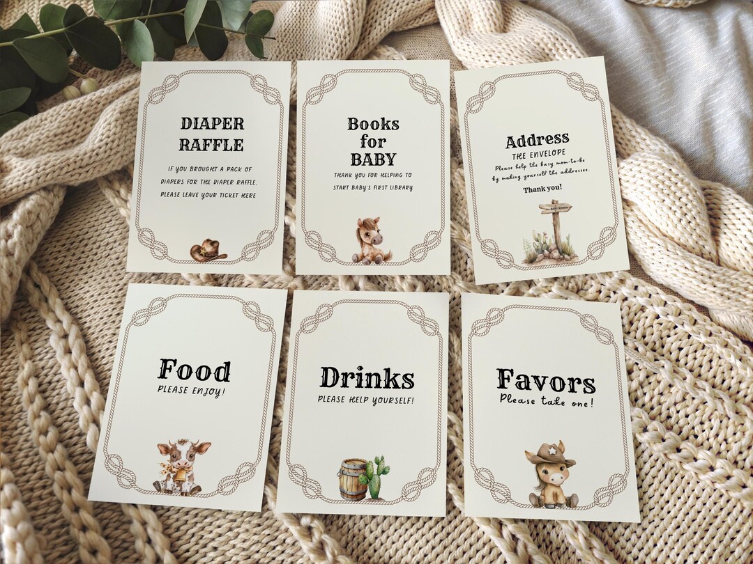 Cowboy Baby Shower Table Signs, Wild West Theme (editable Template ...