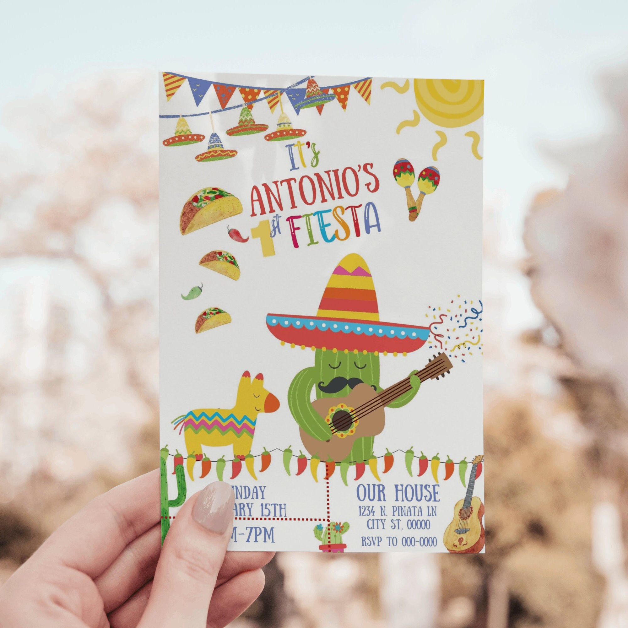 Fiesta Party Invitation 1st Fiesta First Birthday Party Invitation ...