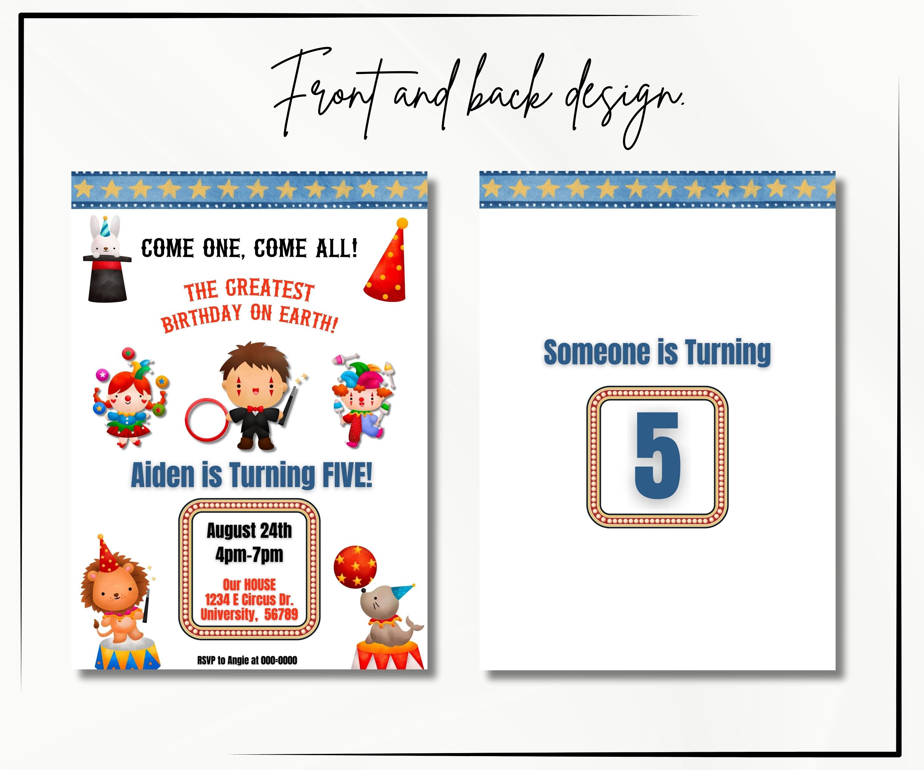 Circus Kids Birthday Invitation, Colorful Carnival Ticket, Instant ...
