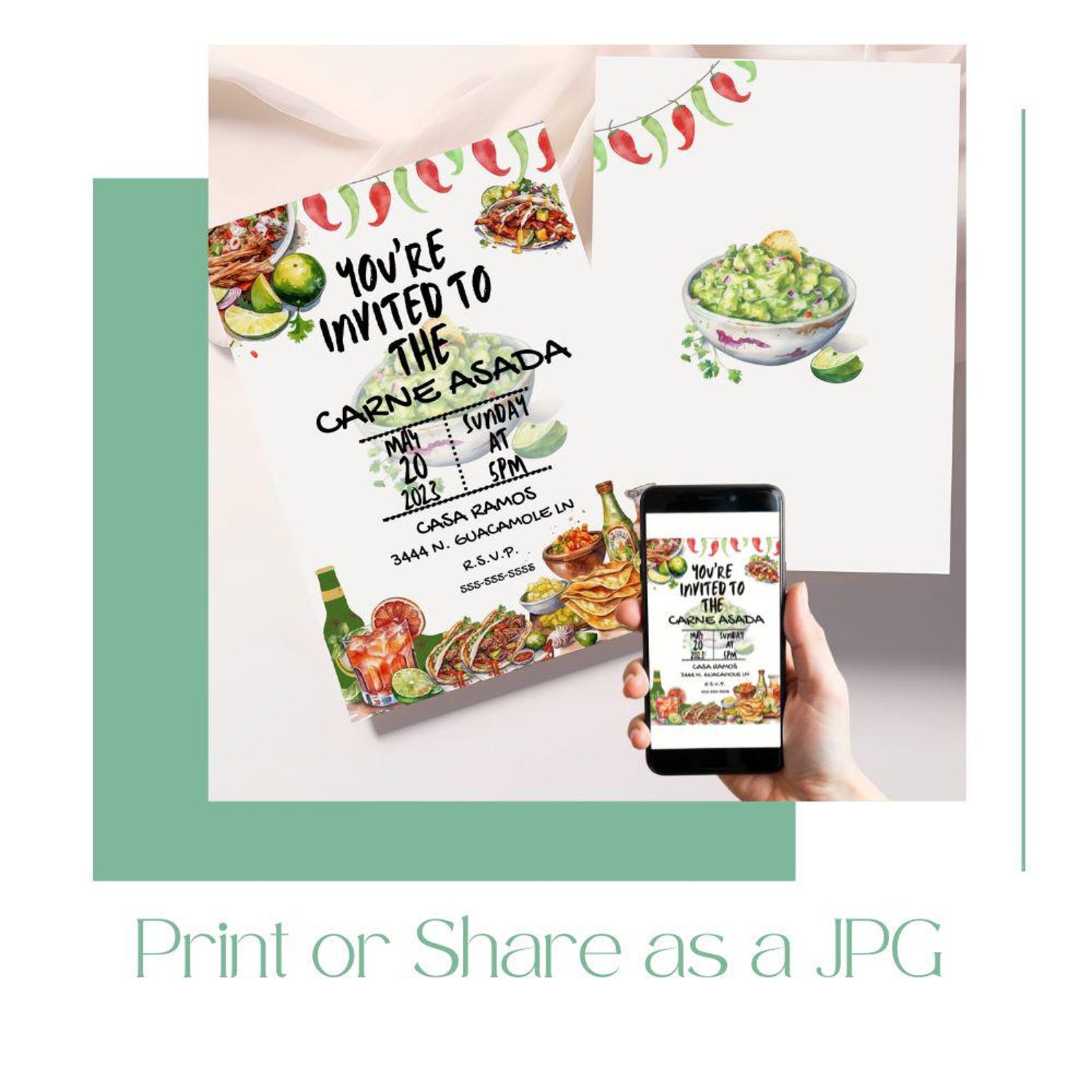You're Invited to the Carne Asada | Digital Invitation | Editable ...