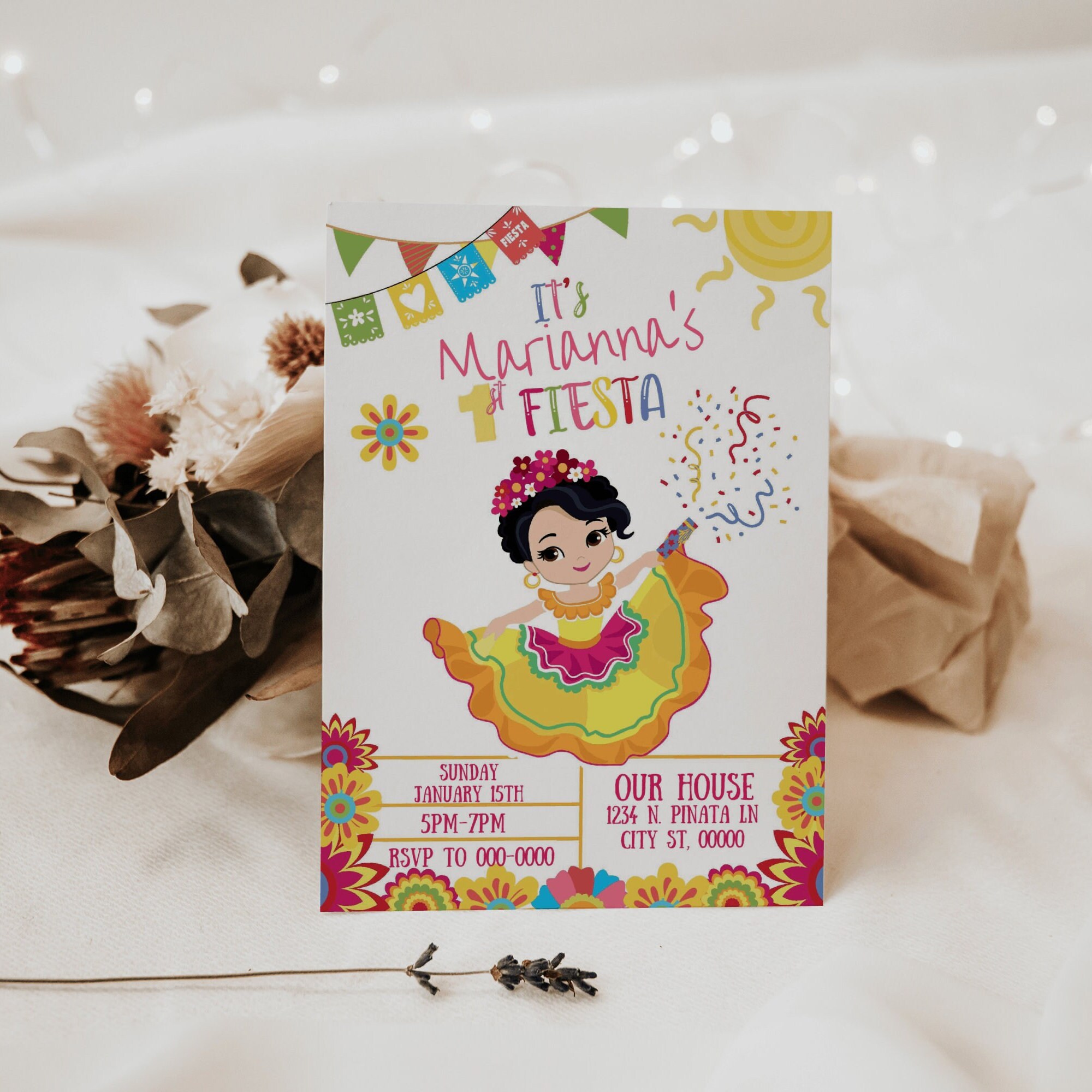 Fiesta Party Invitation 1st Fiesta First Birthday Party Invitation ...