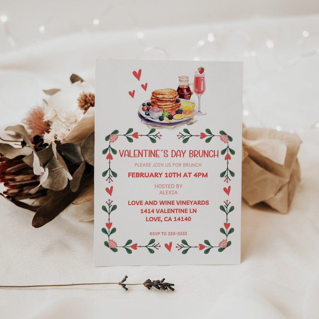 Valentine's Day Brunch | Valentine's Day Party Invitation | Valentine ...
