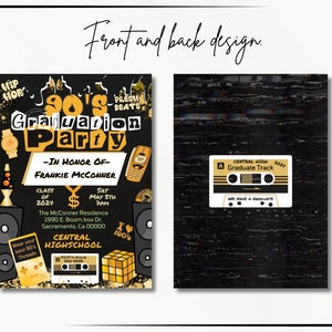 90's Party Invitation, 90s Graduation Invite, Grad Party Invitation ...