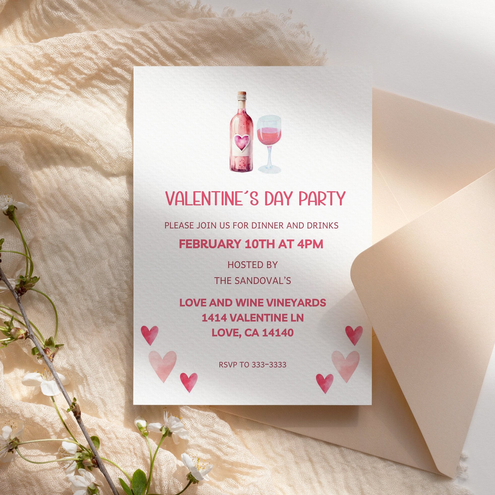 Valentine Dinner Party Invitation Valentine's Day cocktail Party ...