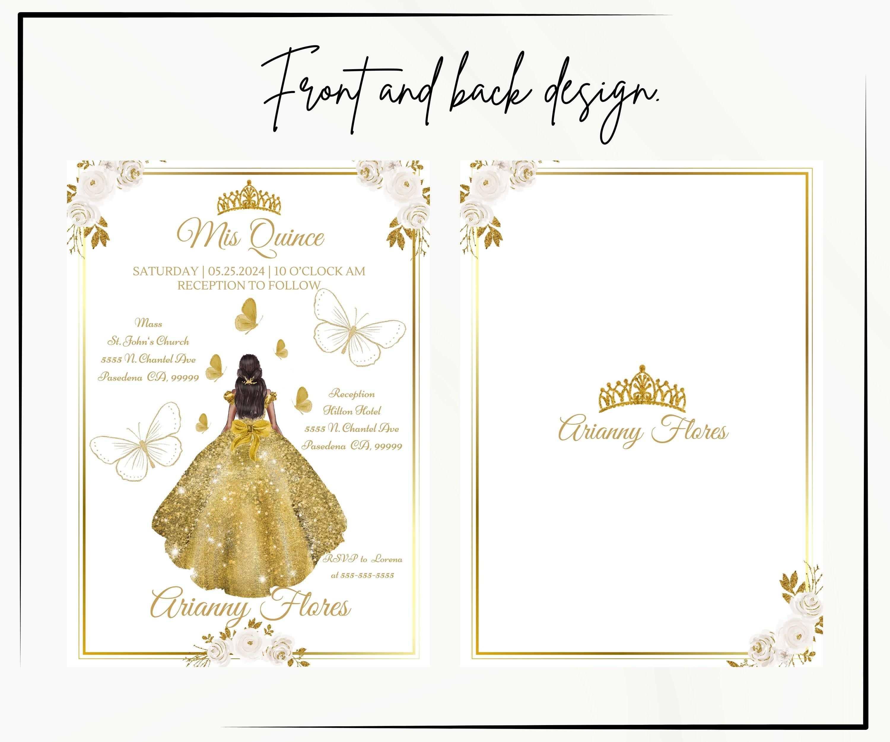 Gold Quinceañera Invitation Template, Quince Customizable Gold Quince ...