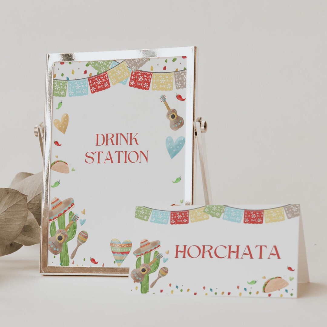 Fiesta Food Cards, Custom Table Signs, Food Labels, Fiesta Birthday ...