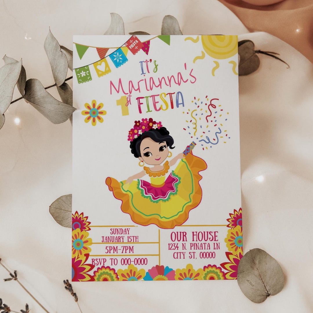 My First Fiesta, Girl Party Invitation, Fiesta Birthday, Mexican Fiesta ...
