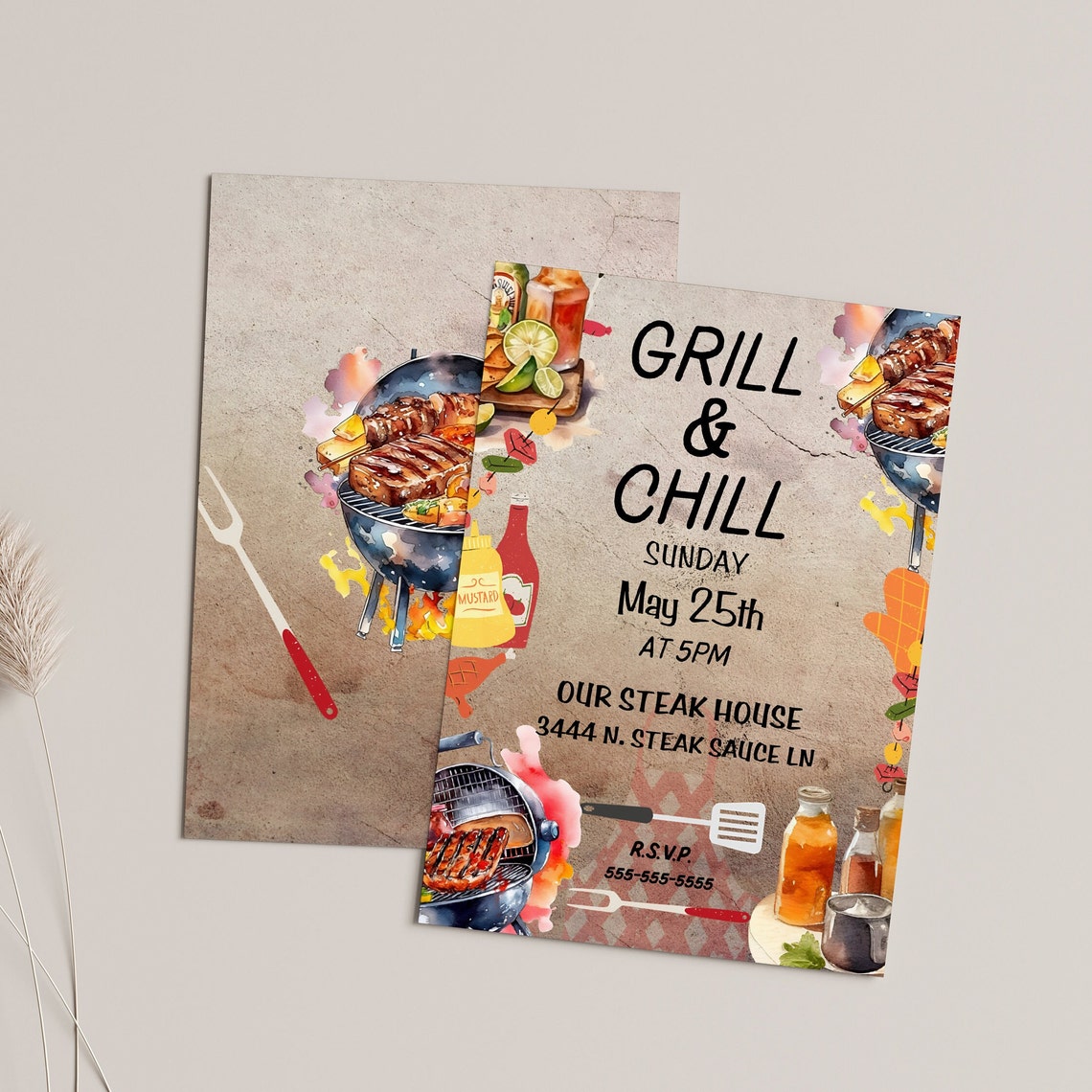 Grill and Chill BBQ Party Invitation, Backyard BBQ Invite, Summer ...