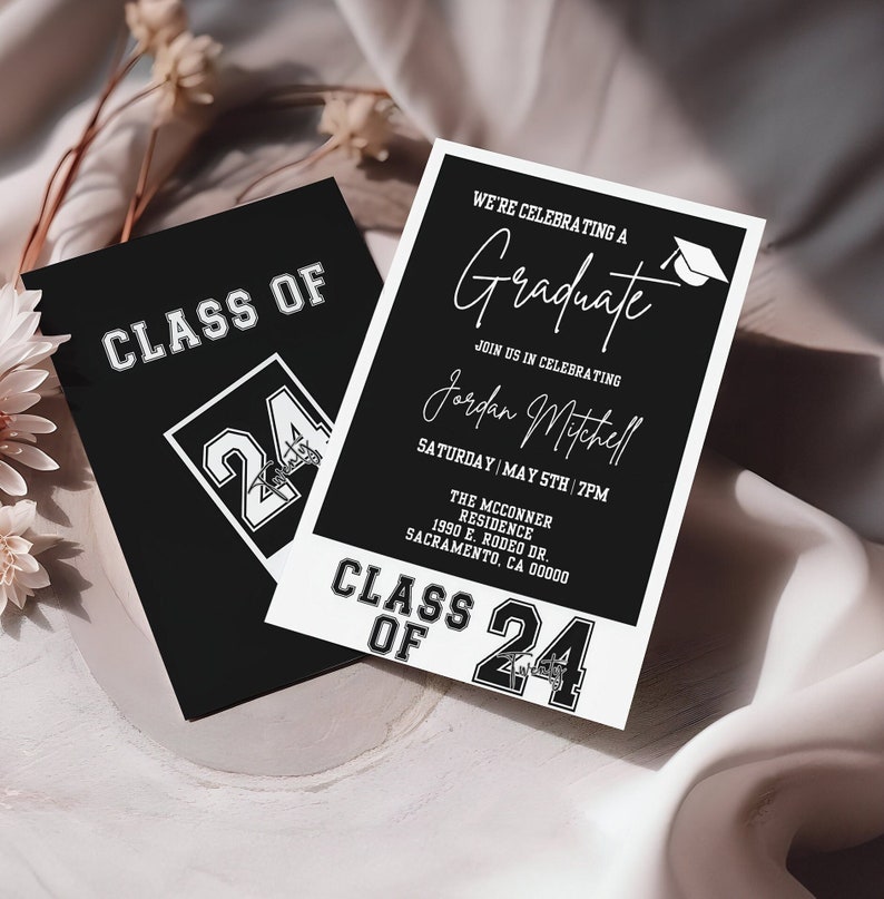 2024 Graduation Party Invitation Template, Editable in Canva, Classic ...