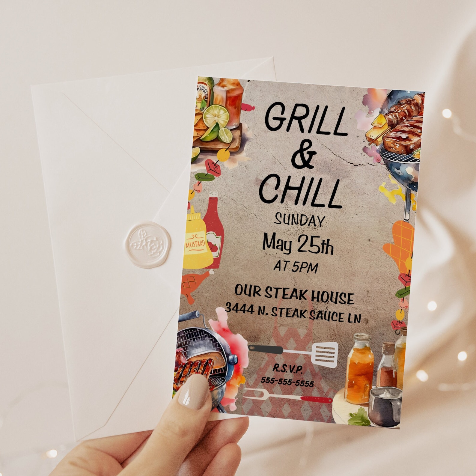 Grill and Chill BBQ Party Invitation, Backyard BBQ Invite, Summer ...