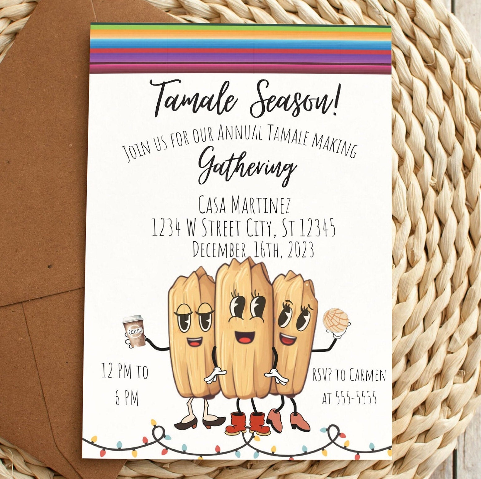 Tamale Season Tamale Party Invitation Cafecito, Conchas 5x7 Printable ...
