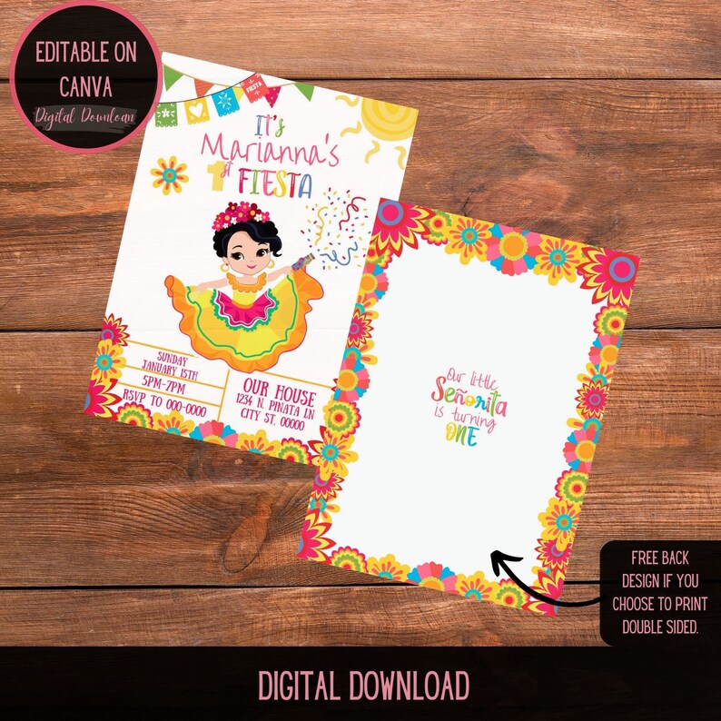 Fiesta Party Invitation 1st Fiesta First Birthday Party Invitation ...
