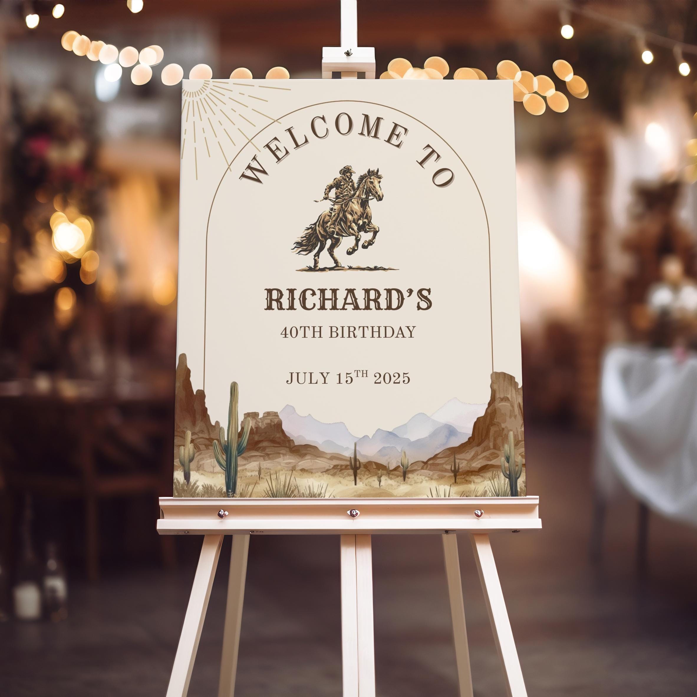 Rustic Western Birthday Welcome Sign, Cowboy Party, Wild West Birthday ...