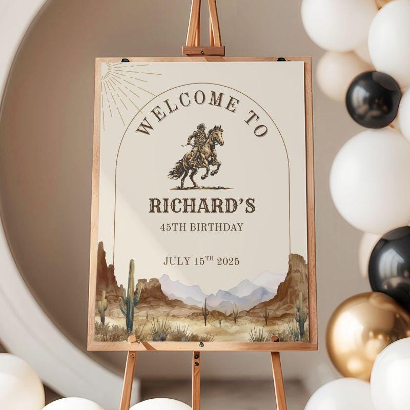 Rustic Western Birthday Welcome Sign, Cowboy Party, Wild West Birthday ...