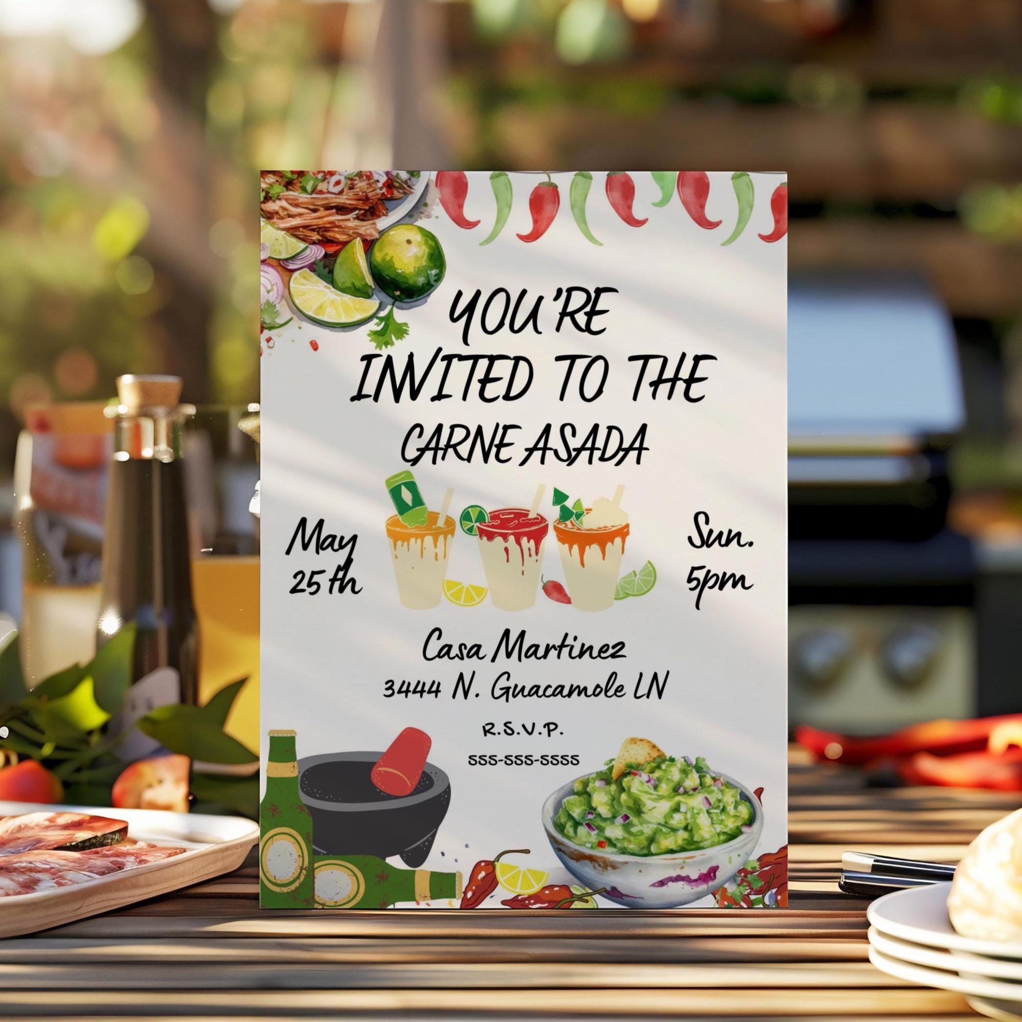 You're Invited to the Carne Asada, Michelada, Digital Invite, Editable ...