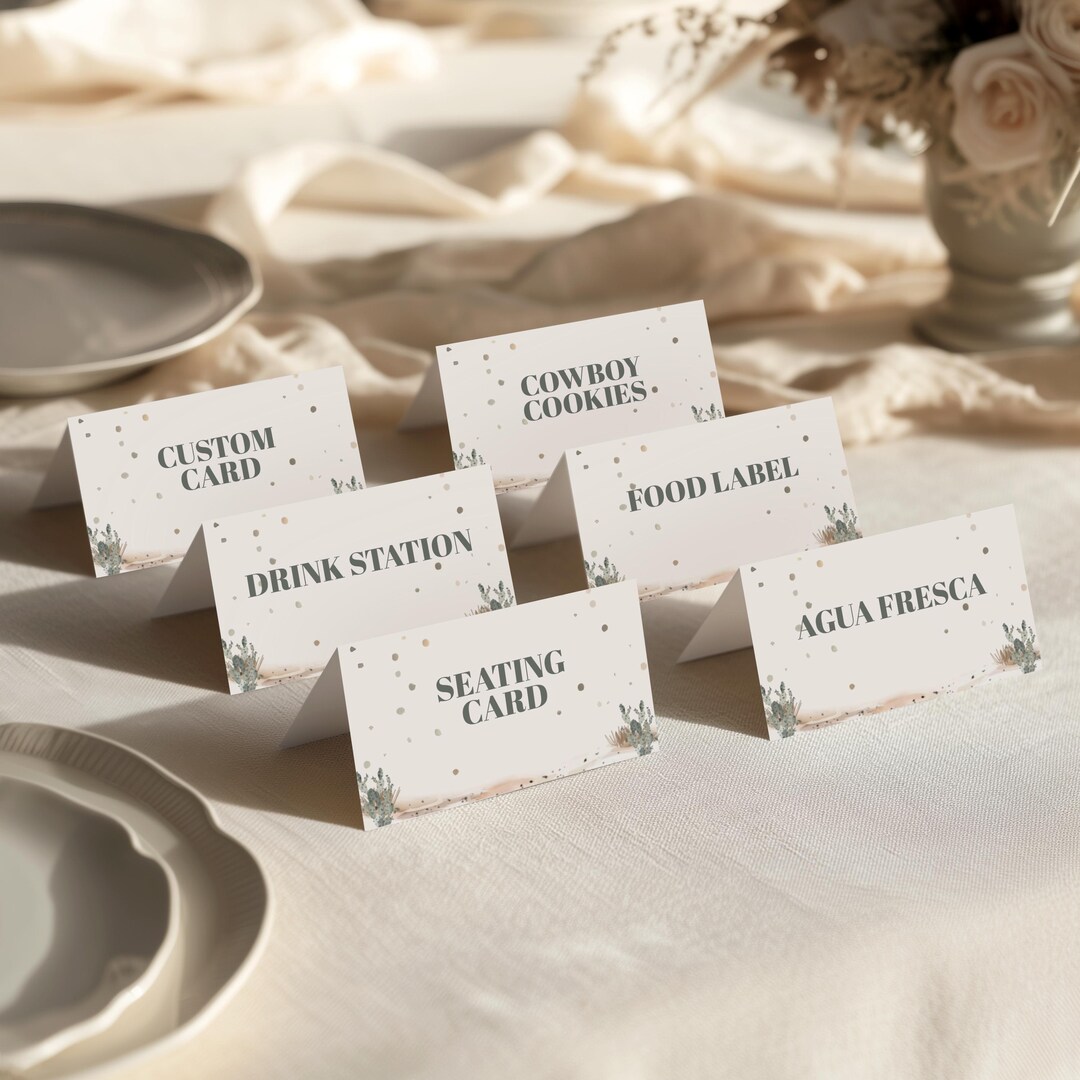 Cowboy Theme Table Name Cards, Printable Food Label, Table Place Cards ...