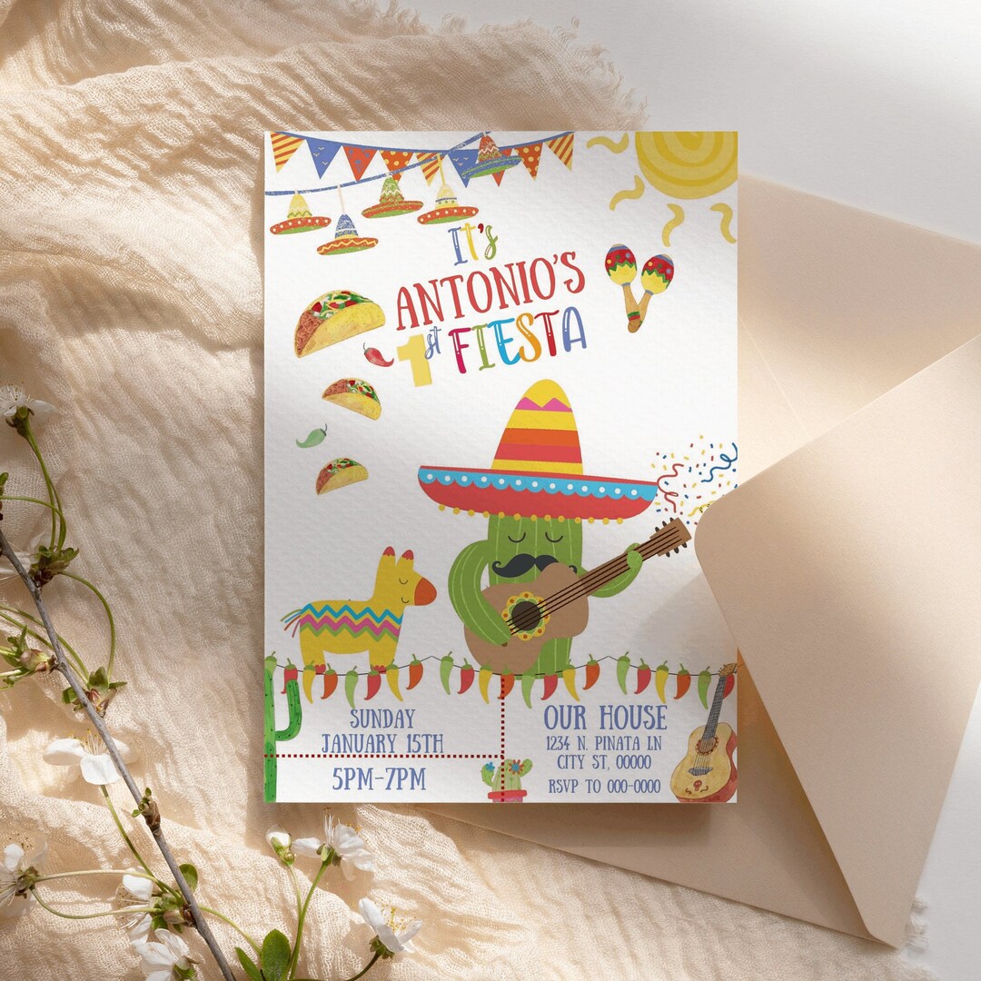 Fiesta Party Invitation | 1st Fiesta - First Birthday Party Invitation ...