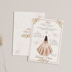 Quinceañera Invitation Template, Champagne Quince Invite, Customizable ...