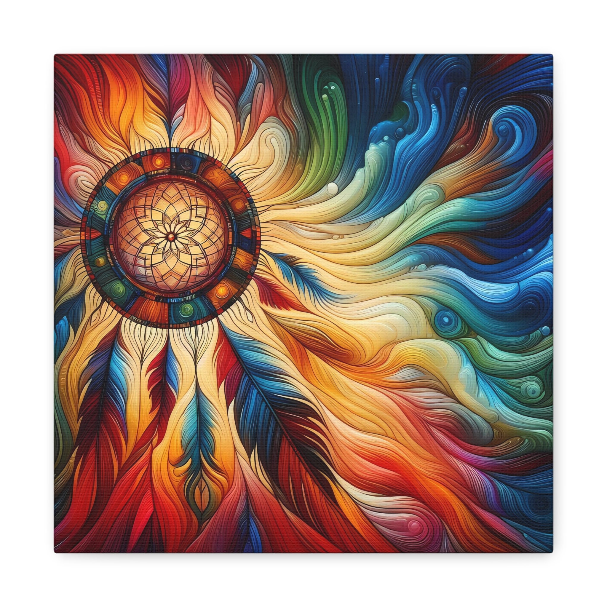 Native American Canvas Wall Art Indigenous Tribal Dreamcatcher Decor ...