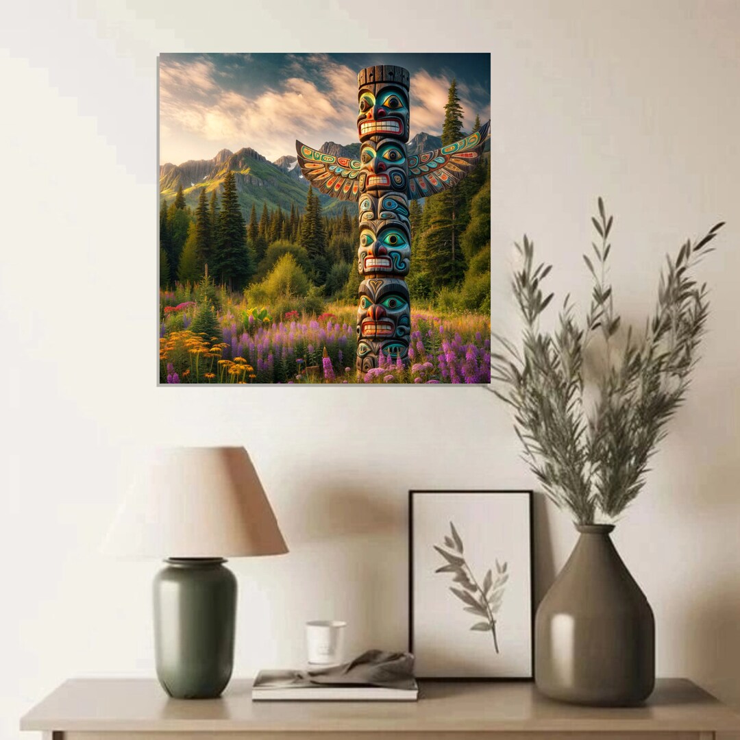 Native American Totem Pole Native Americans Canvas Wall Art Indigenous ...