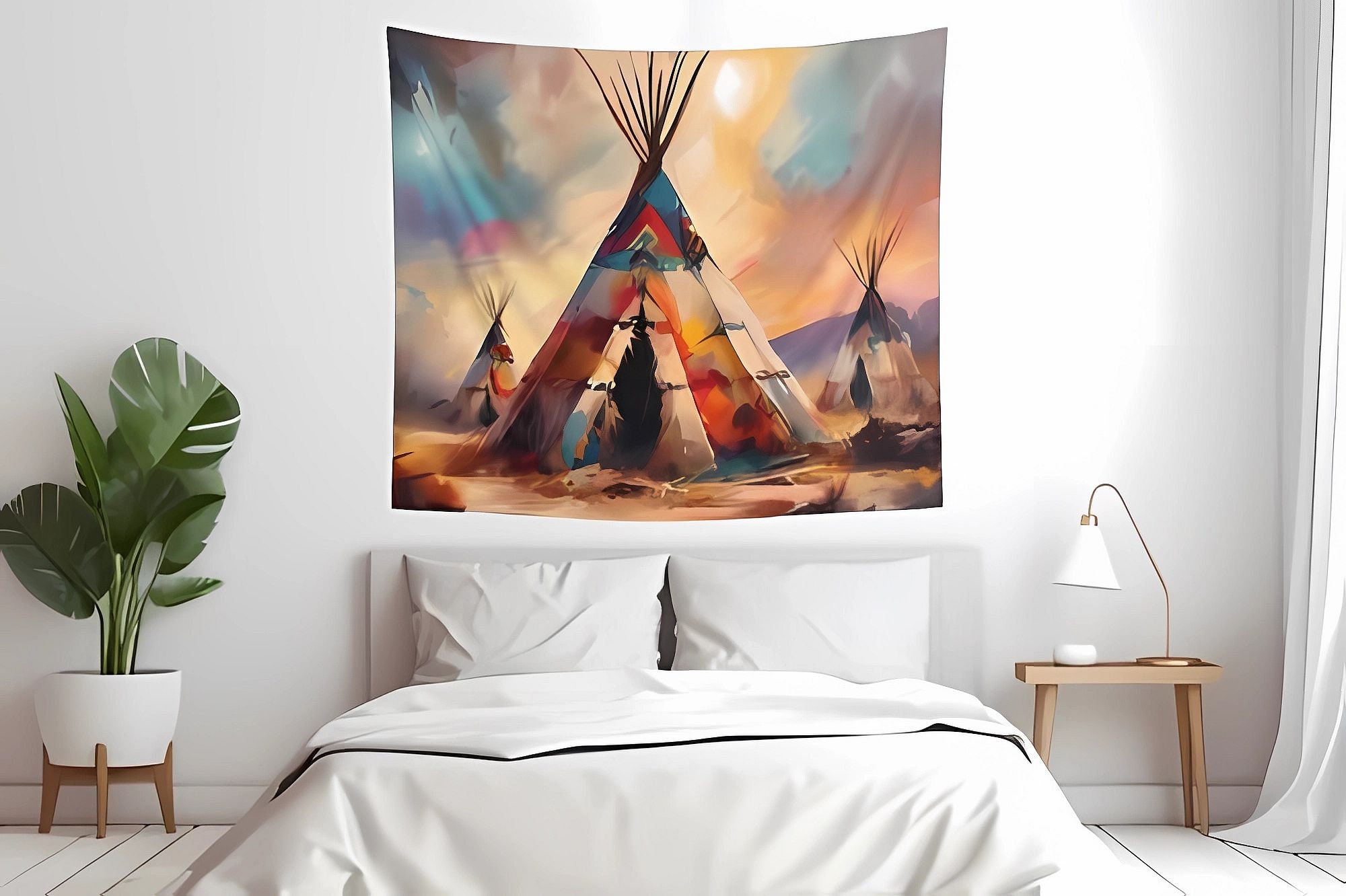 Tapestry Native American Tepee Inspired Wall Tapestry Hanging Stunning ...