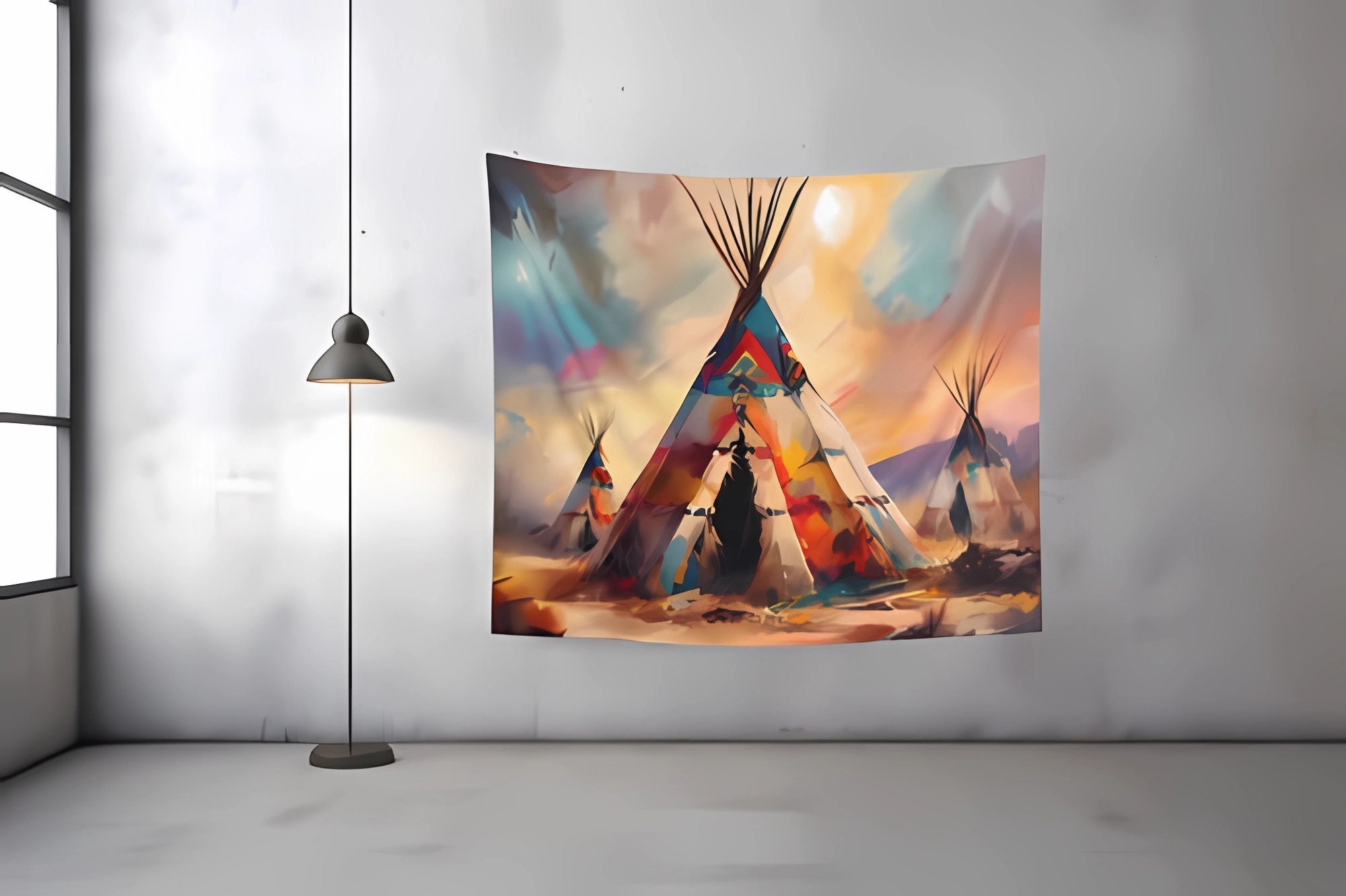 Tapestry Native American Tepee Inspired Wall Tapestry Hanging Stunning ...