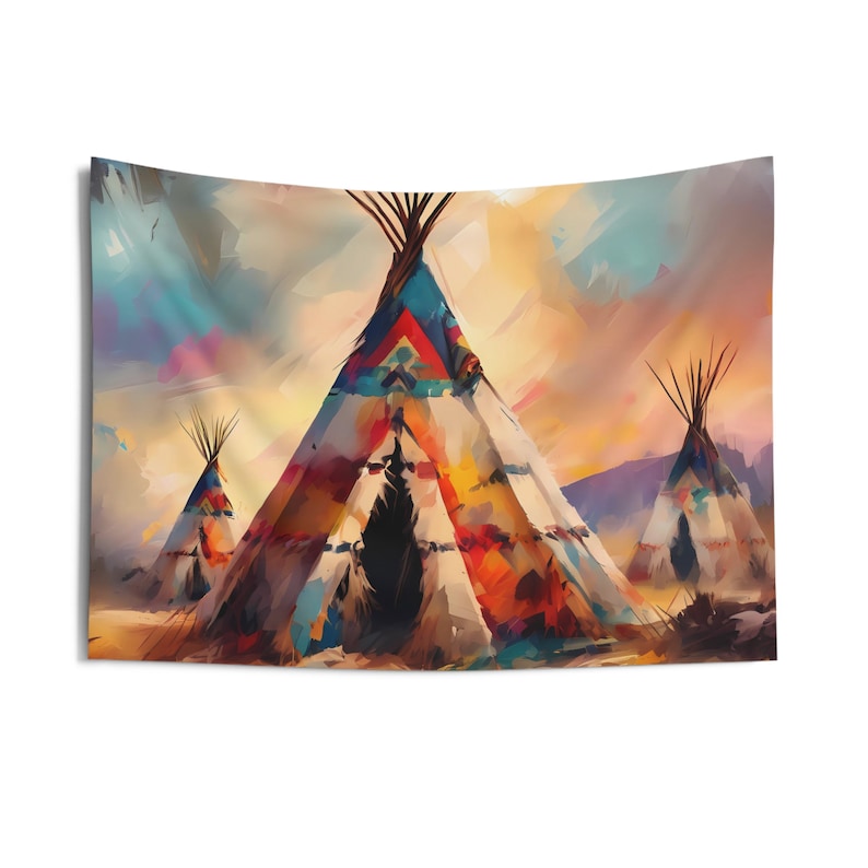 Tapestry Native American Tepee Inspired Wall Tapestry Hanging Stunning ...