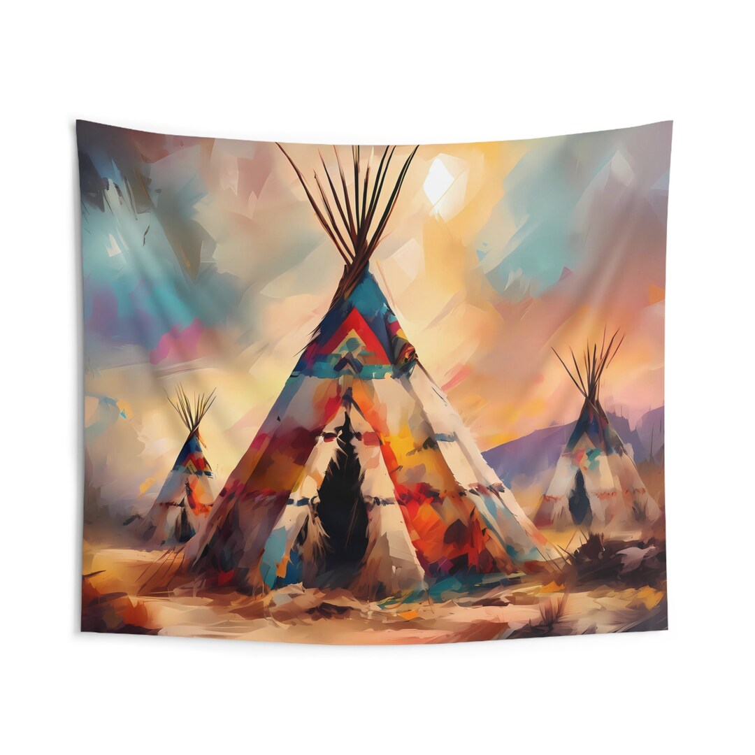 Tapestry Native American Tepee Inspired Wall Tapestry Hanging Stunning ...