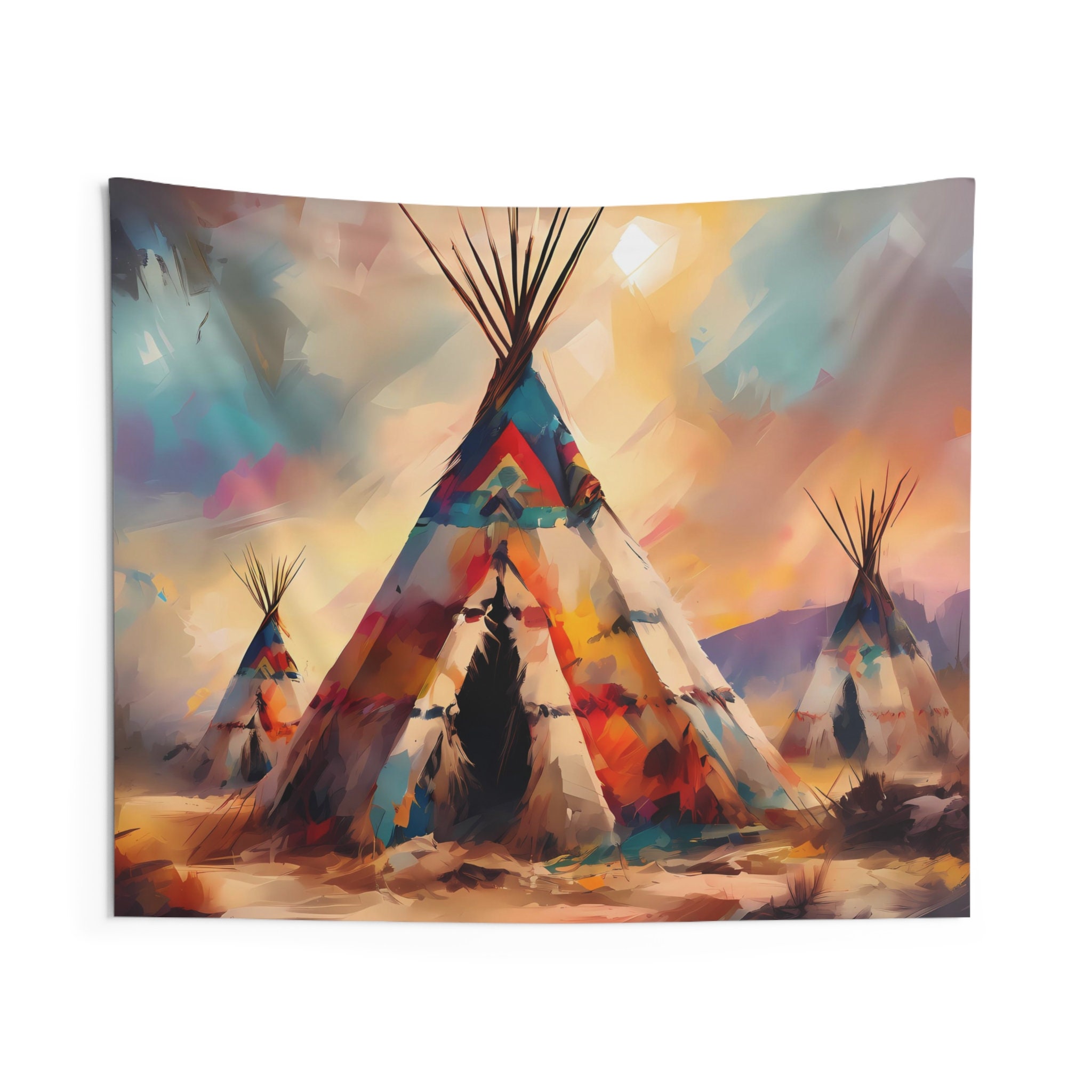 Tapestry Native American Tepee Inspired Wall Tapestry Hanging Stunning ...