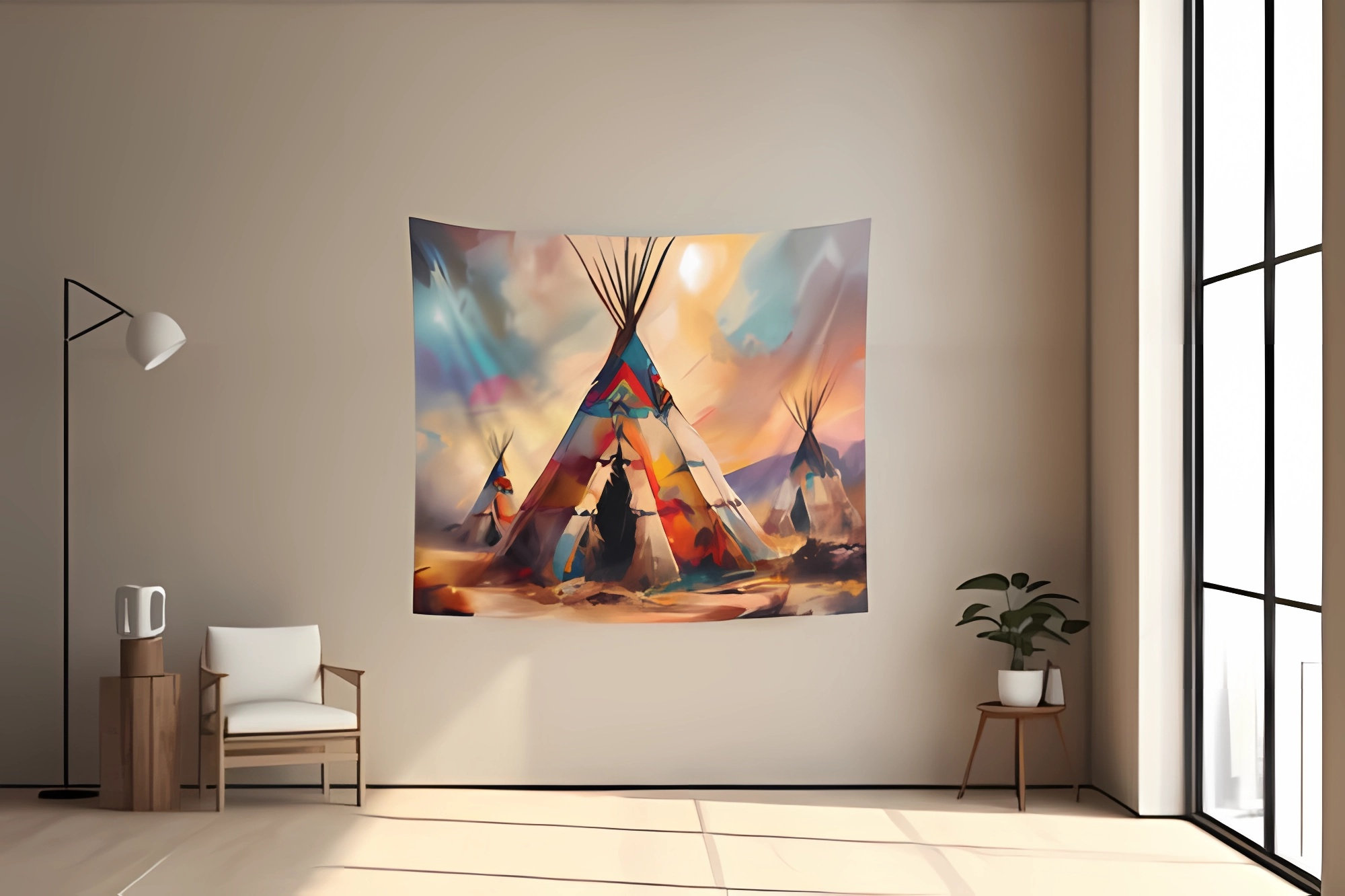 Tapestry Native American Tepee Inspired Wall Tapestry Hanging Stunning ...
