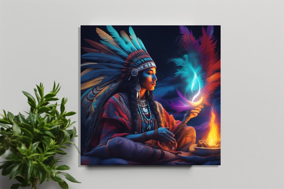 Native American Canvas Wall Art Indigenous Tribal Dreamcatcher Decor ...