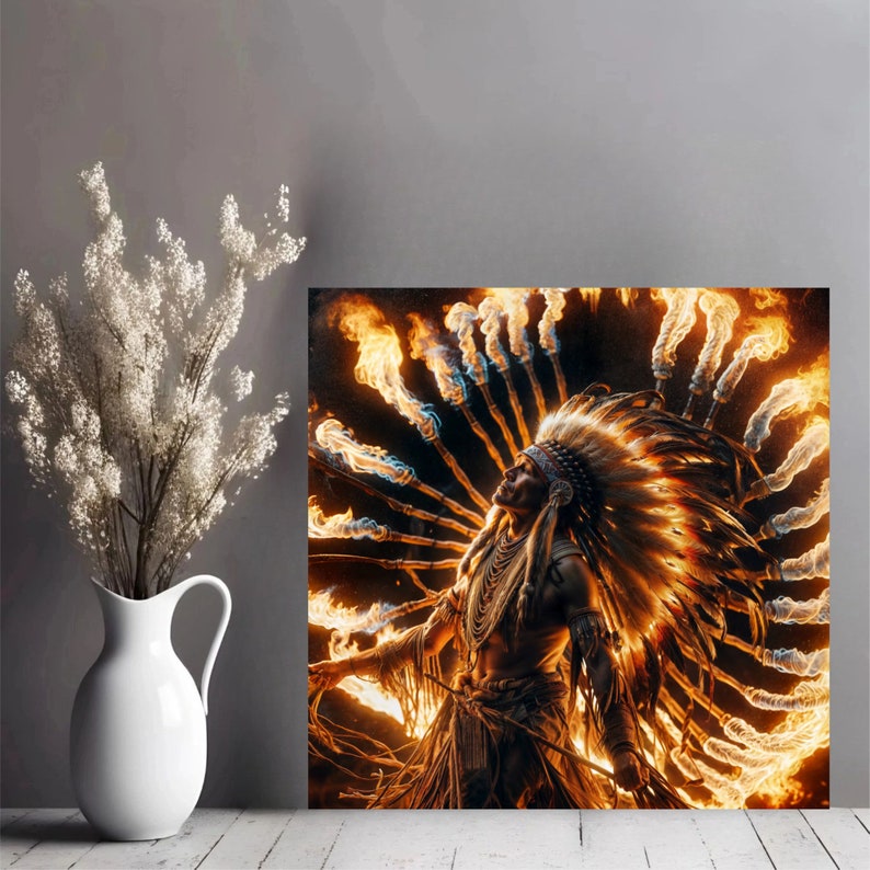 Native American Fire Ceremony Native Americans Canvas Wall Art ...