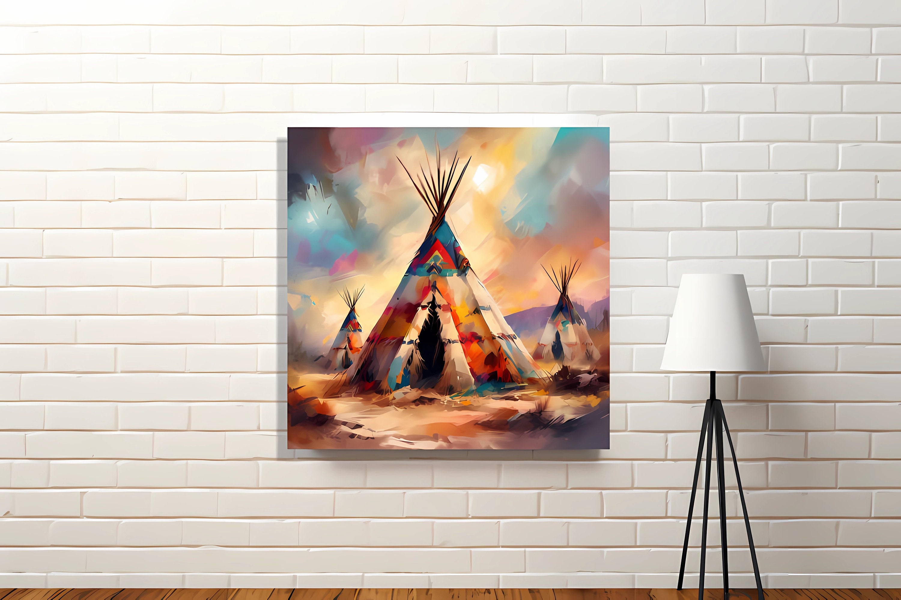 Native American Tepee Canvas Wall Art Indigenous Tribal Decor - Etsy