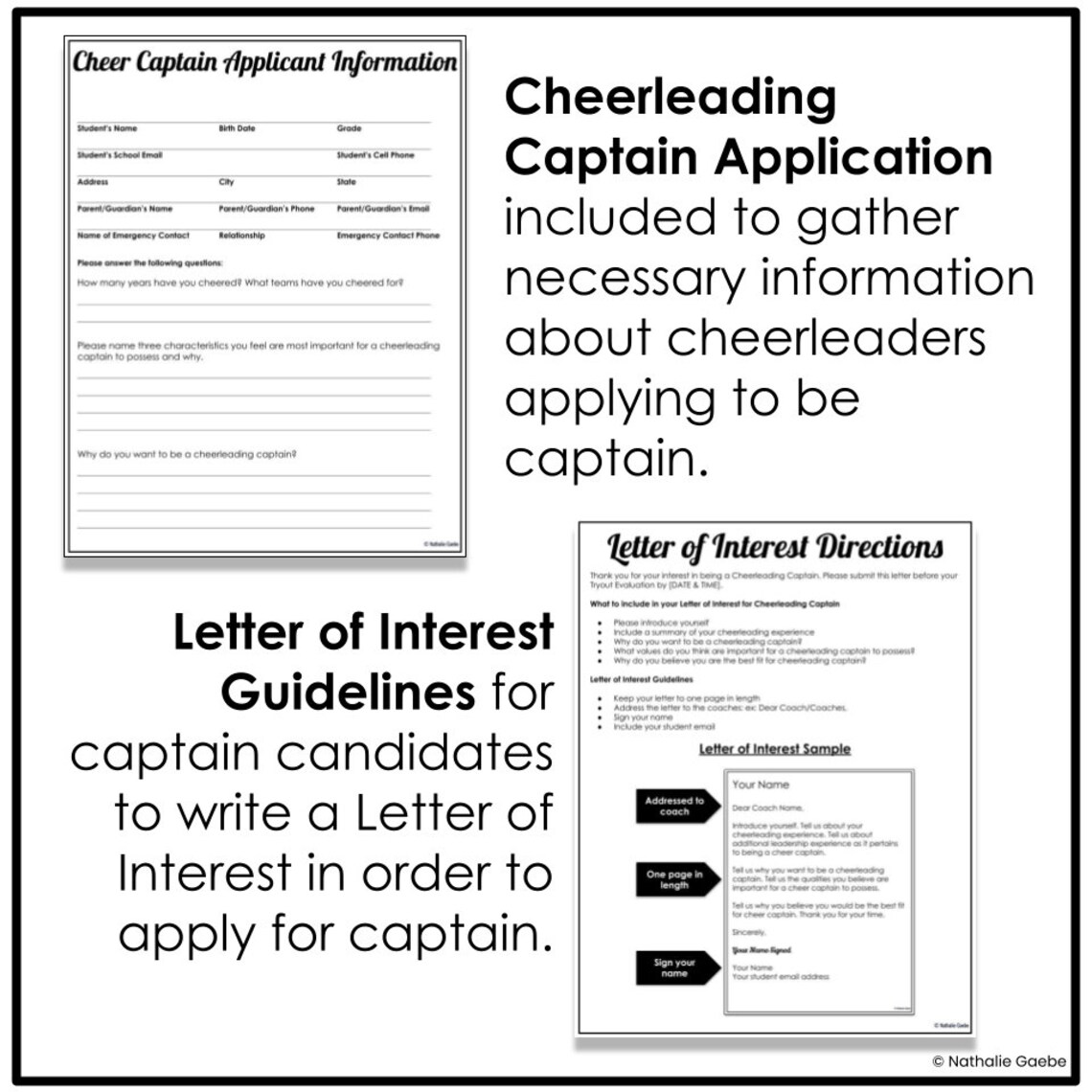 Cheer Captain Application Packet Editable Digital Download - Etsy