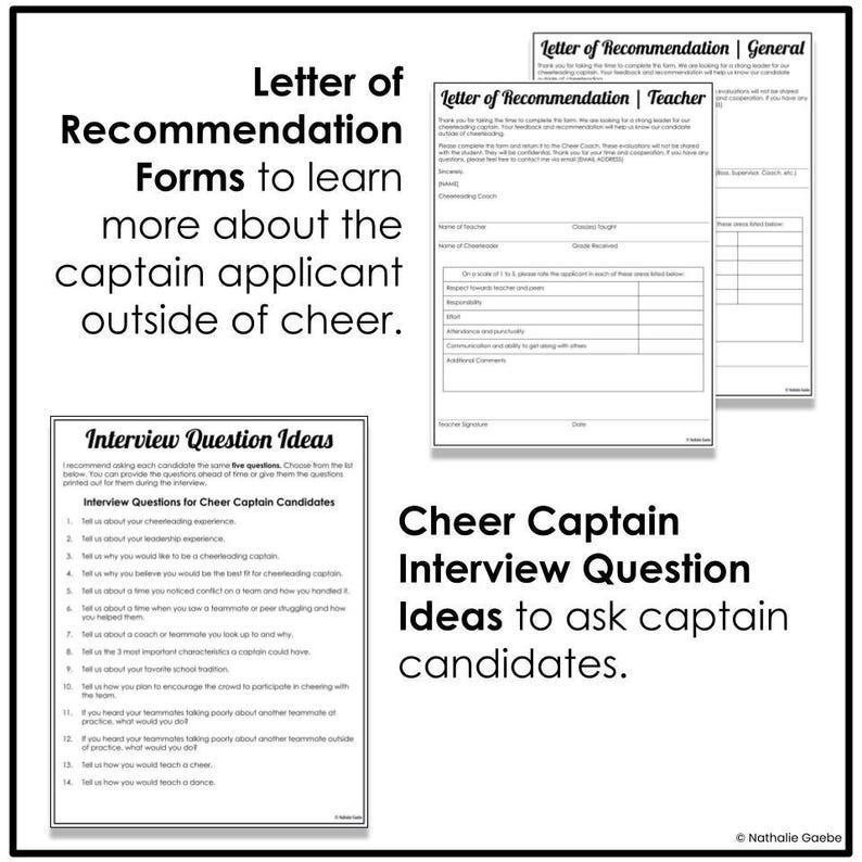 Cheer Coach Bundle: Tryouts, Captain Application, Planner (editable) - Etsy