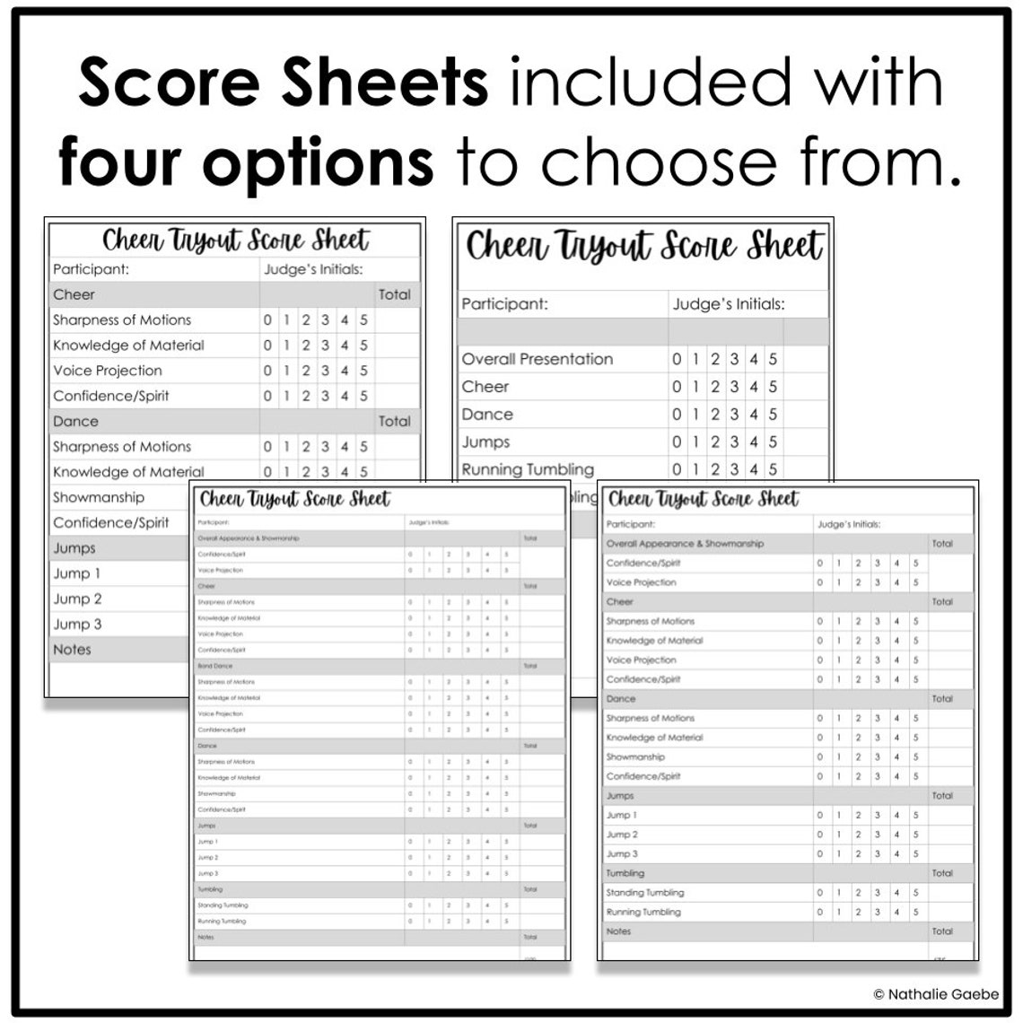 Cheerleading Tryouts Editable Packet and Scoresheets - Etsy