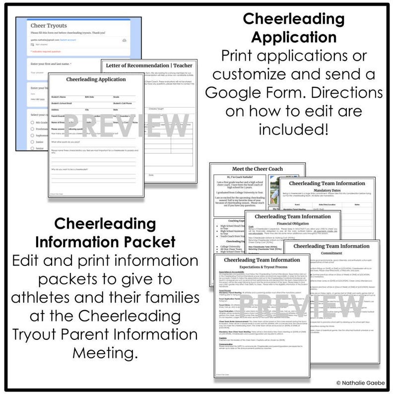 Cheerleading Tryouts Editable Packet and Scoresheets Cheer Tryout ...